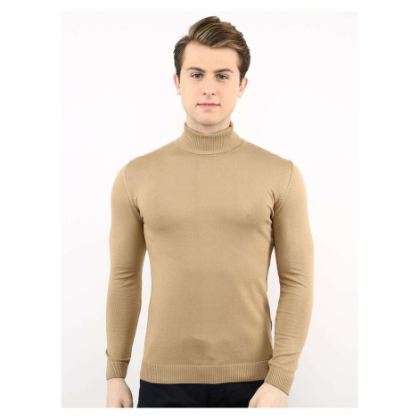 BÉŽOVÝ PÁNSKÝ TENKÝ PLETENÝ ROLÁK TIK-K21-0096-BEIGE | Modio.cz