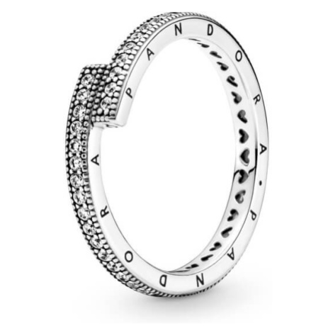 Pandora Něžný stříbrný prsten Logo a srdíčka 199491C01 | Modio.cz