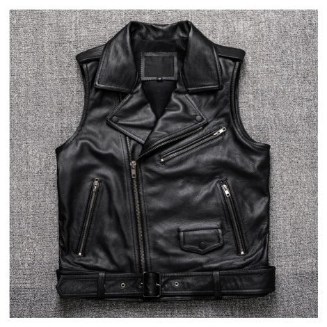 Luxusní kožená vesta pánská typu křivák se zipy | Modio.cz