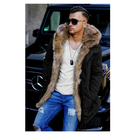 Pánská zimní bunda - parka s kapucí model E-7250 - Černá Behype | Modio.cz