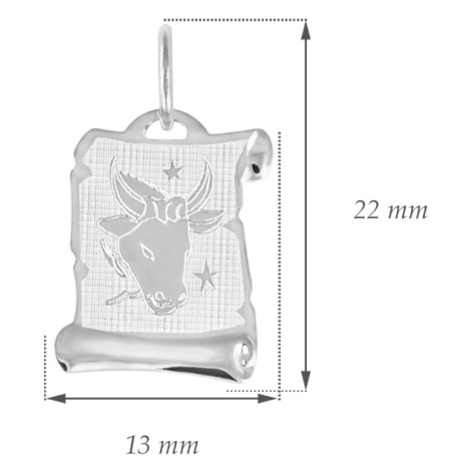 GEMMAX Jewelry Zlatý přívěsek Býk - měsíční znamení, pergamen, matovaný, bílé zlato GUPWN-58291 ...