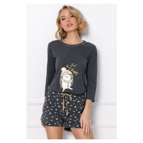 Dámské pyžamo Aruelle Hanna - s kraťasy Tmavě šedá | Modio.cz