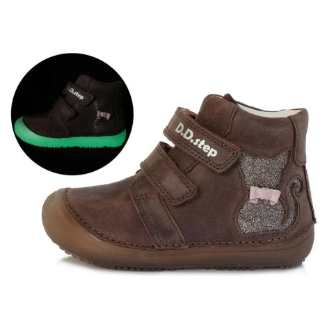 D-D-step dívčí kožené kotníčkové barefoot tenisky svítící ve tmě A063 ...