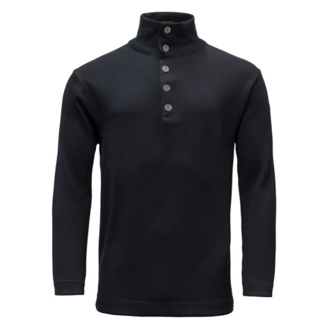 Norský vlněný svetr se stojáčkem na knoflíky Devold Blaatroie modrá ...