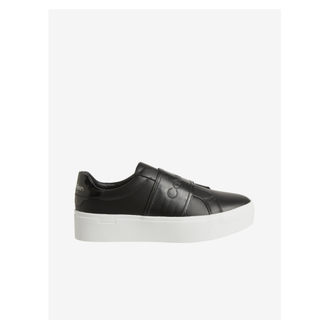Černé dámské kožené slip on tenisky na platformě Calvin Klein - Dámské ...