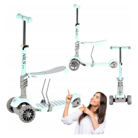 Balanční Koloběžka Skládací Tříkolka Svítící Led kola Sedák 2v1 | Modio.cz