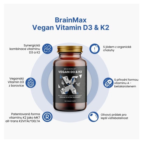BrainMax Vegan Vitamin D3 & K2 4000 IU / K2 jako MK7 all-trans K2VITAL ...