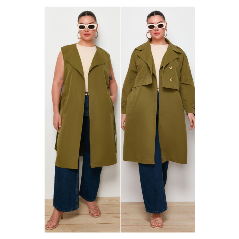 Trendyol Curve Khaki 2-Pack Long and Short Unlined Seasonal Trench Coat ...