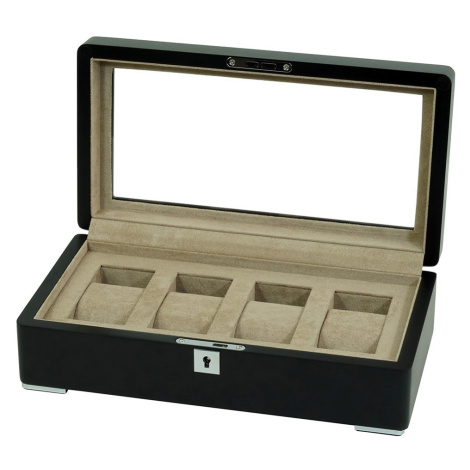Rothenschild RS-3420-4-BL-TAN box na hodinky černý s béžovým sametem | Modio.cz