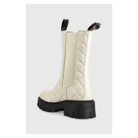 Kožené kotníkové boty Guess Serlen dámské, béžová barva, na platformě ...