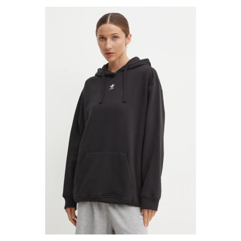 Mikina adidas Originals Essential dámská, černá barva, s kapucí, hladká ...