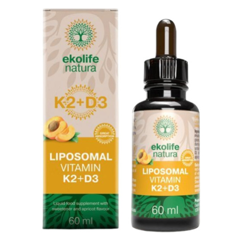 EKOLIFE NATURA Liposomal Vitamin K2 + D3 meruňka 60 ml | Modio.cz