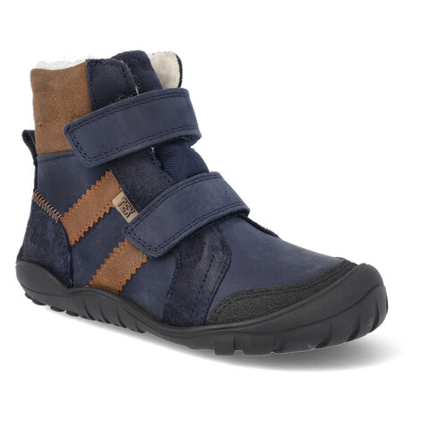 Barefoot zimní obuv s membránou Koel - Milo Hydro Tex Navy/Cognac modré ...